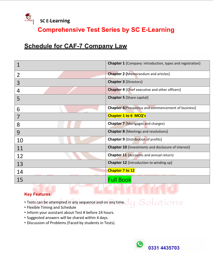 CAF Test Schedule - sce-learning.com